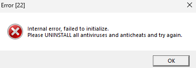 Error [22] Antivirus or anticheat - Problems - NeverLose.cc - Forum